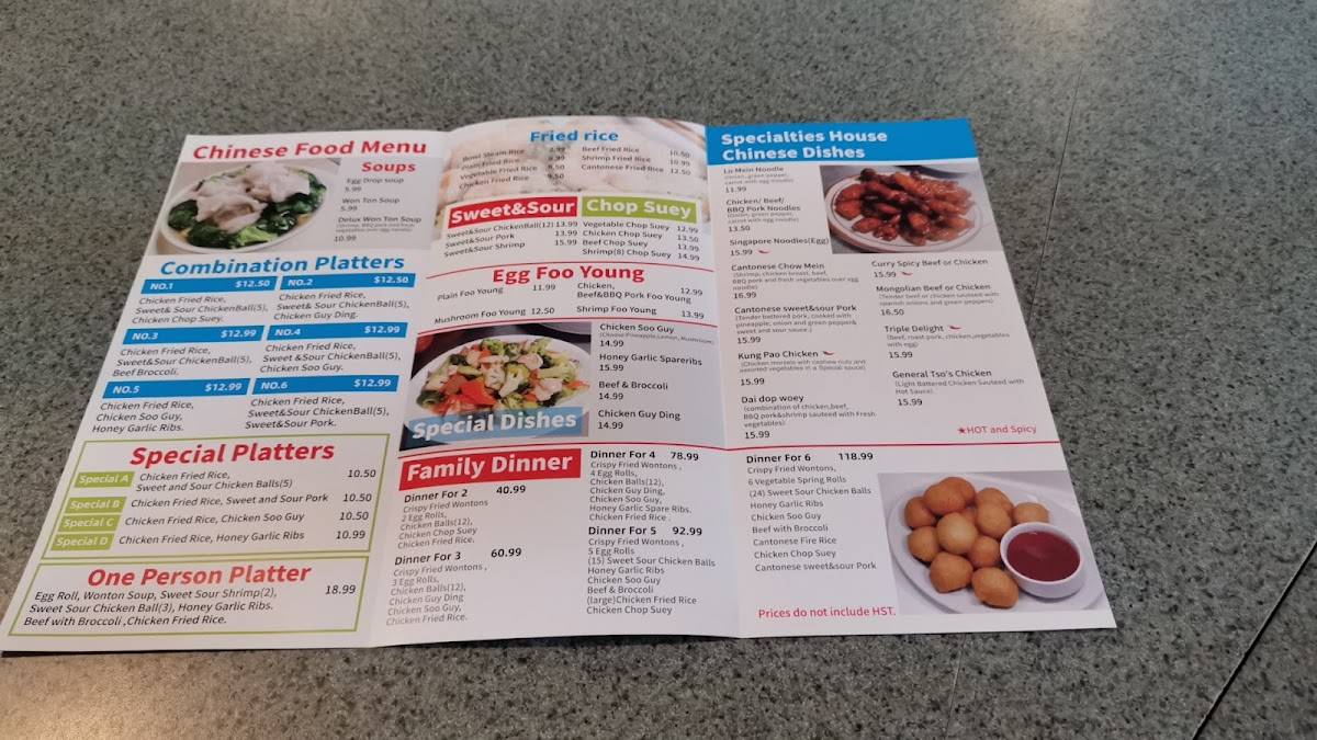 Menu at Seaside Restaurant, Conception Bay South