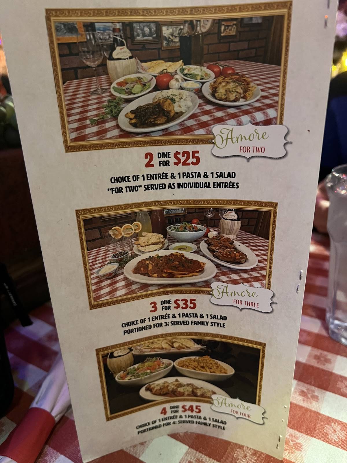 Menu at Buca di Beppo Italian Restaurant, Seattle, 701 Westlake Ave N
