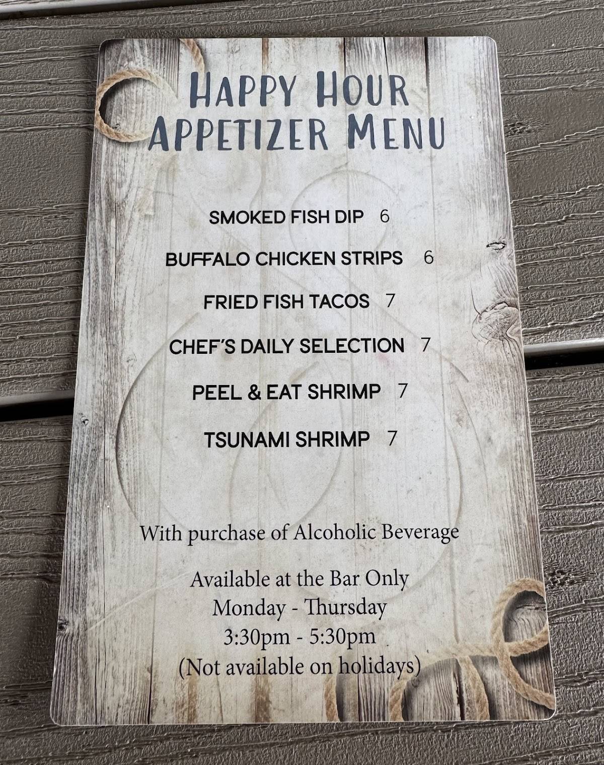 Menu at Sebastian Saltwater Marina Restaurant, Sebastian