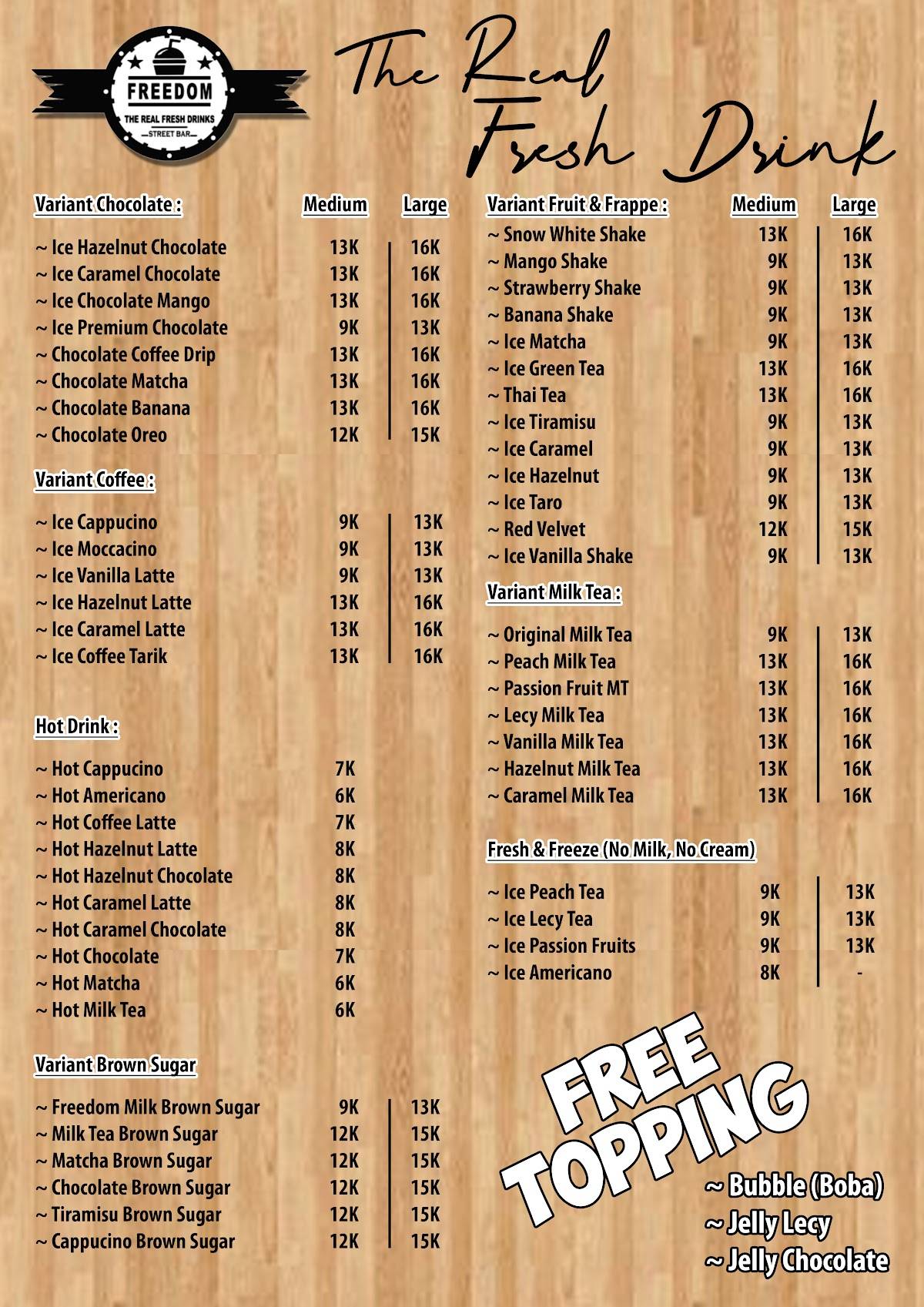 Carta del restaurante Seblak Merdeka, Plandi