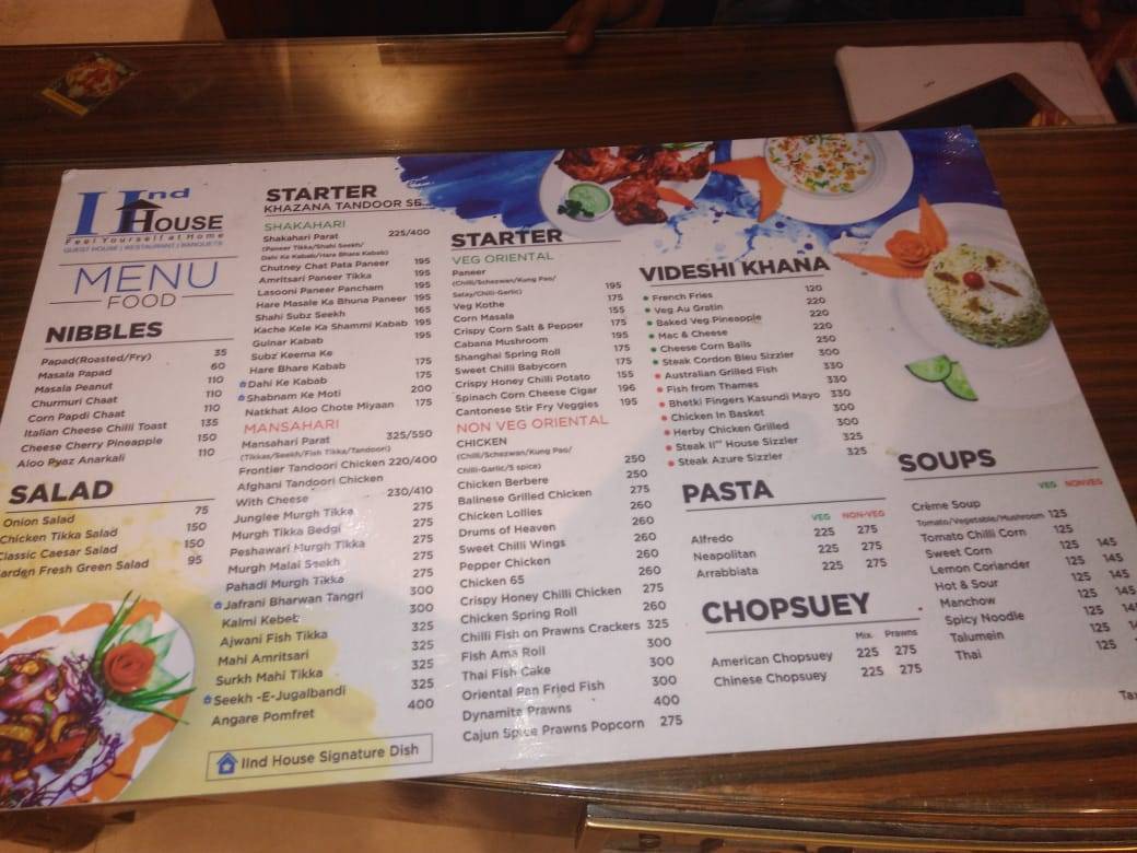 Menu at Second House, Kolkata, 14