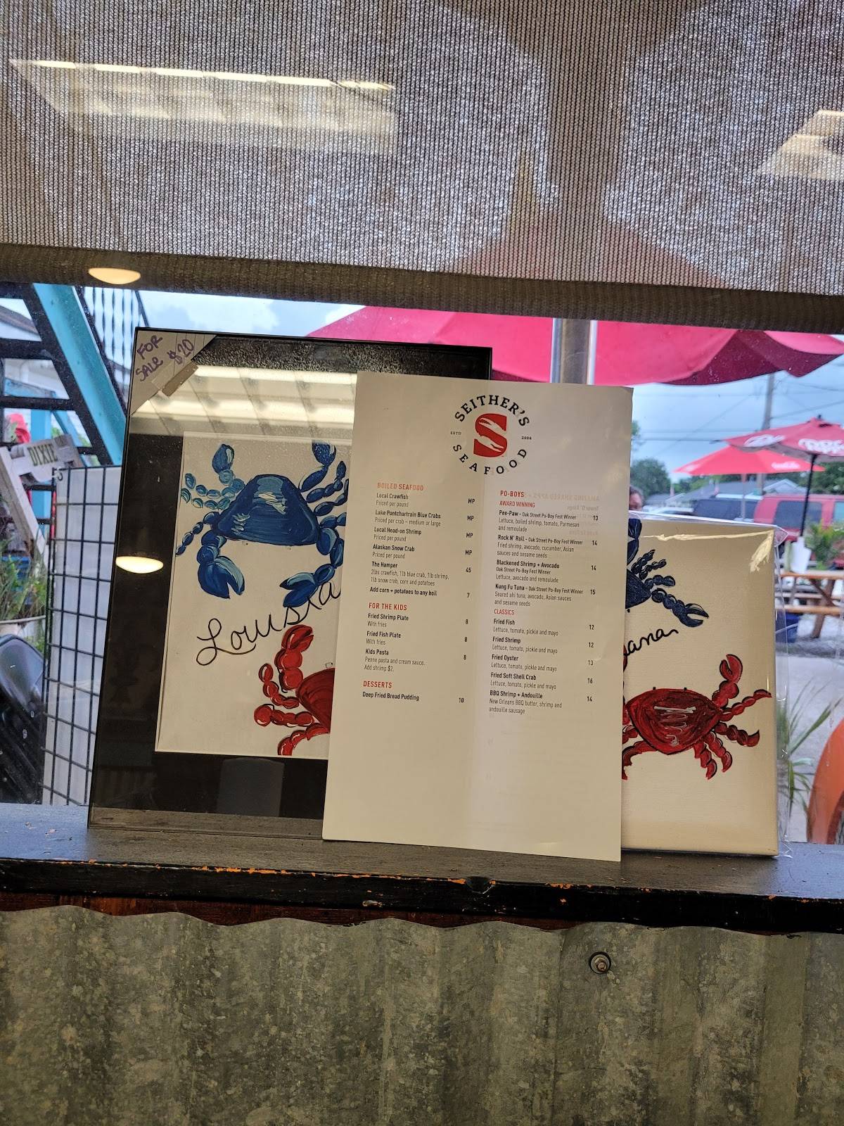 Menu at Seithers Seafood restaurant, Harahan