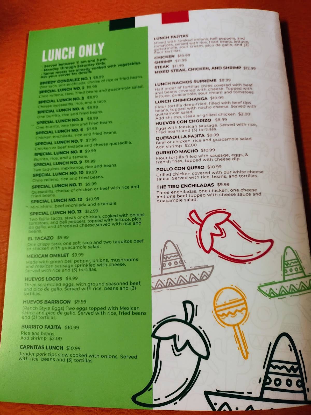 Menu at Señor Barrigas Mexican Restaurant-Hamilton, Hamilton