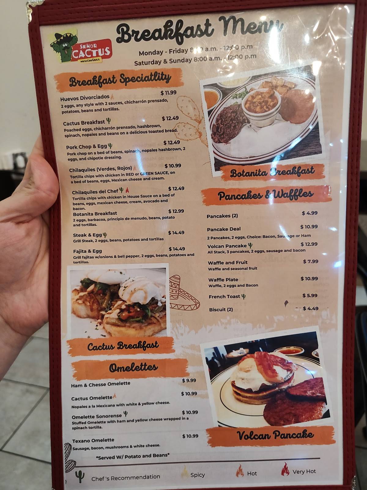 Menu at Señor Cactus Mexican Grill pub & bar, Edinburg