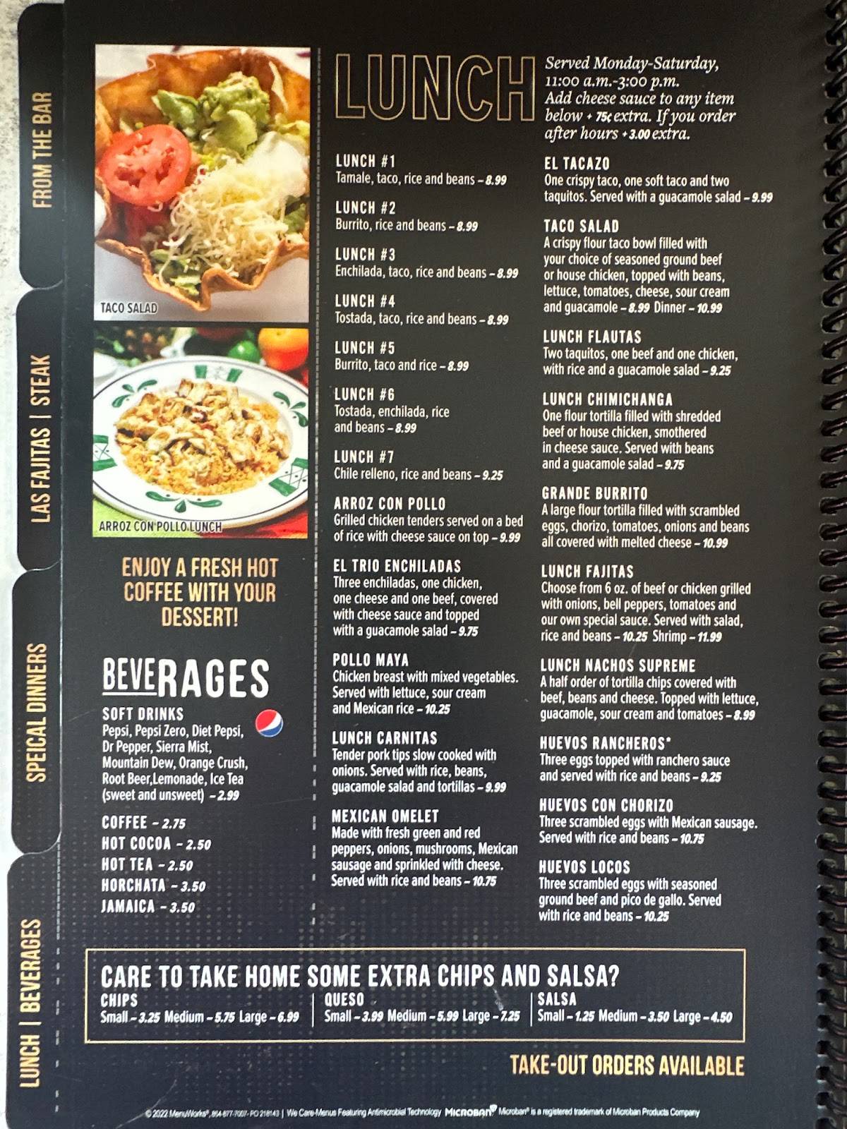 Menu at Señor Salsa restaurant, Skiatook, W Rogers Blvd