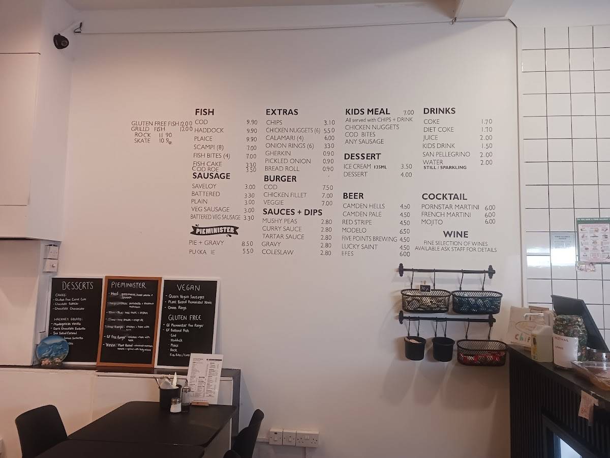 Menu at Seventeen fish bar, London