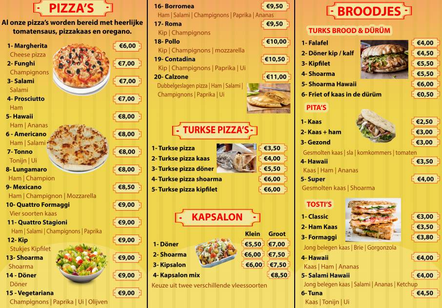 Menu at Shad Eethuis, Zundert