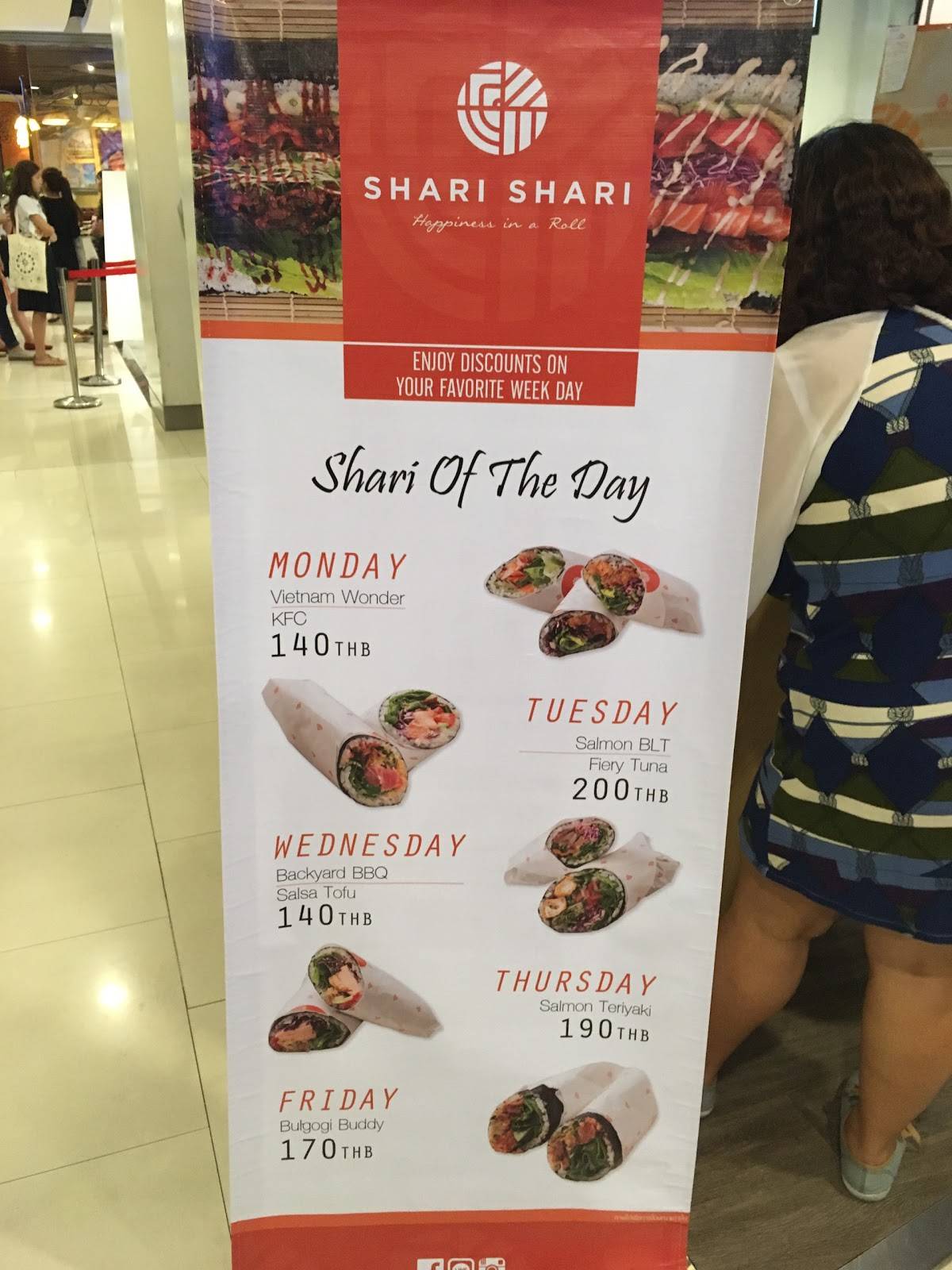 Menu at Shari Shari restaurant, Bangkok, central world 6th floor