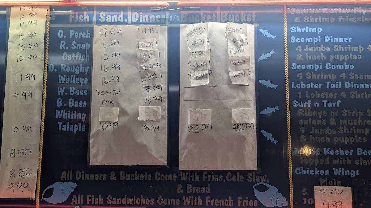 Menu at Shark's Seafood & Deli restaurant, Cleveland