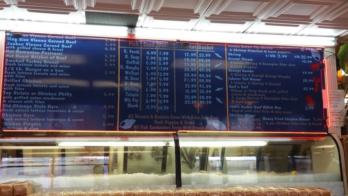 Menu at Shark's Seafood & Deli restaurant, Cleveland