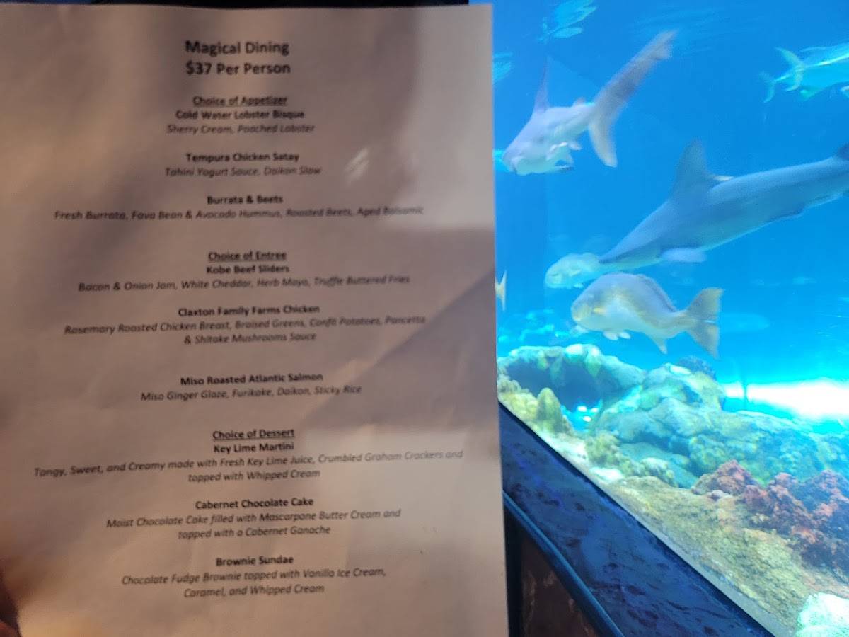 Menu at Sharks Underwater Grill pub & bar, Orlando