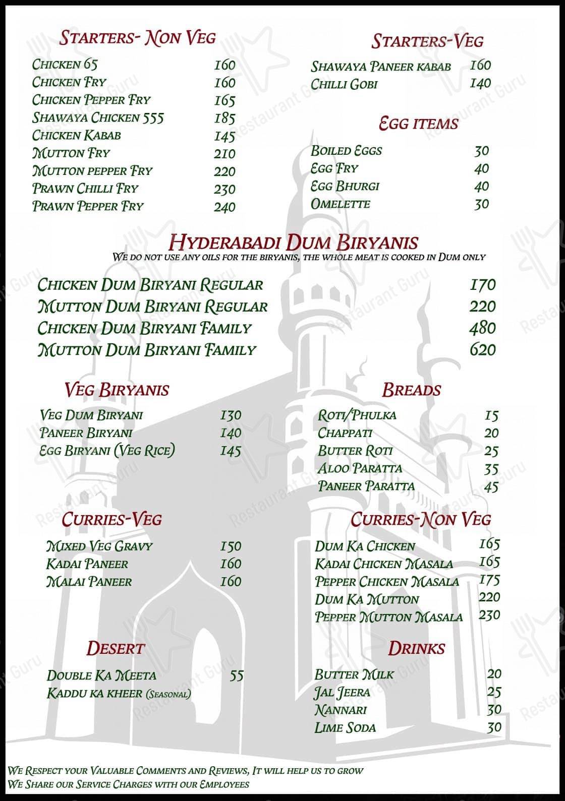 Menu at Shawaya Food, Bengaluru