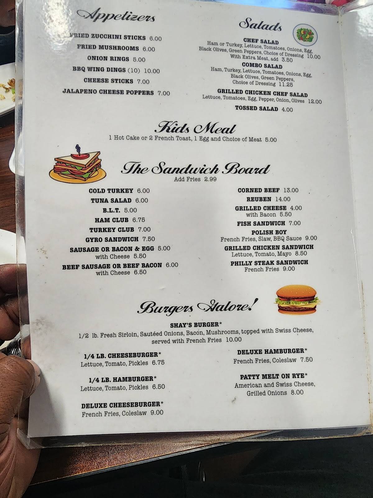 Menu at Shay's Restaurant, Cleveland