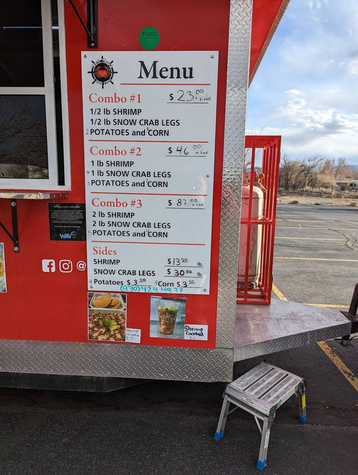 Menu at Shell Shack Seafood restaurant, Grand Junction