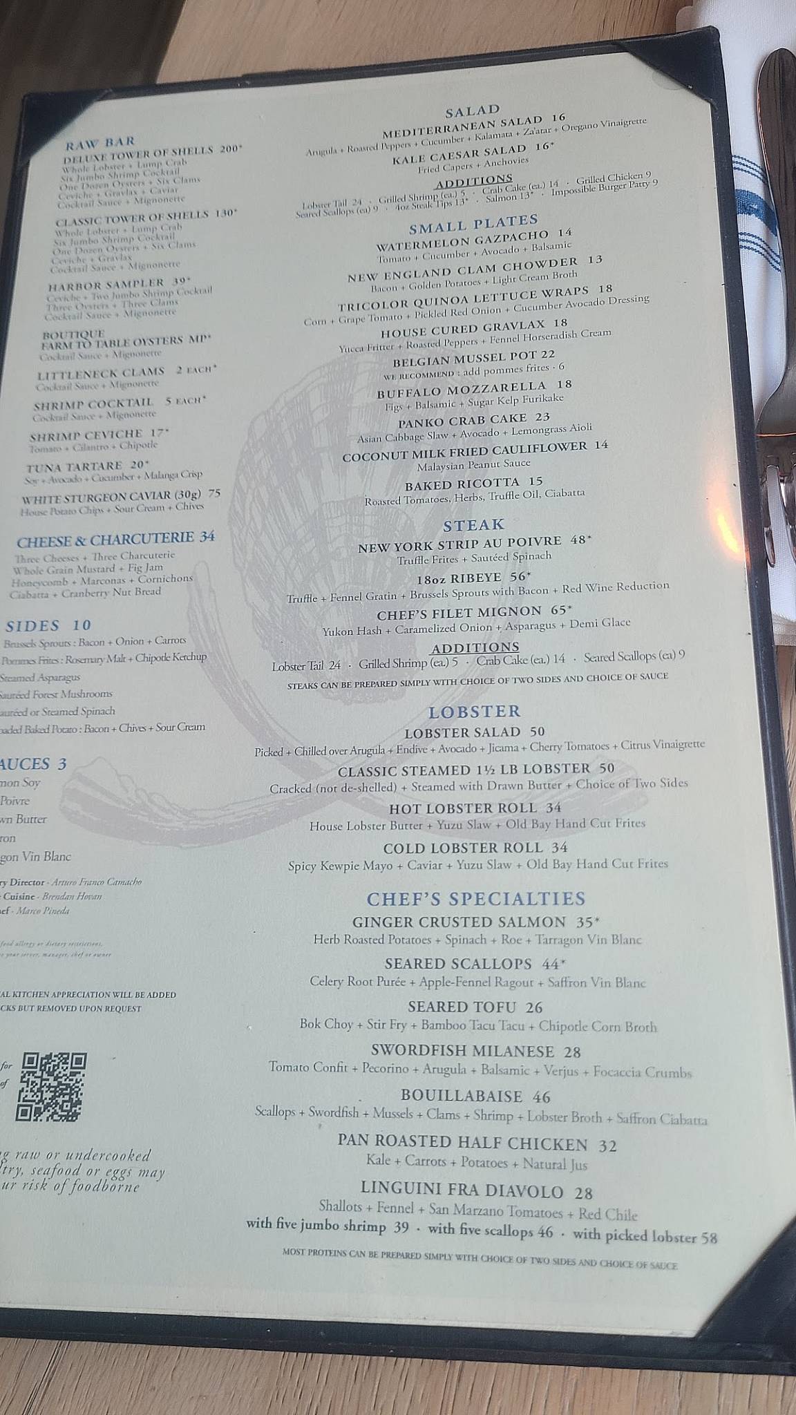 Menu at Shell & Bones Oyster Bar & Grill, New Haven