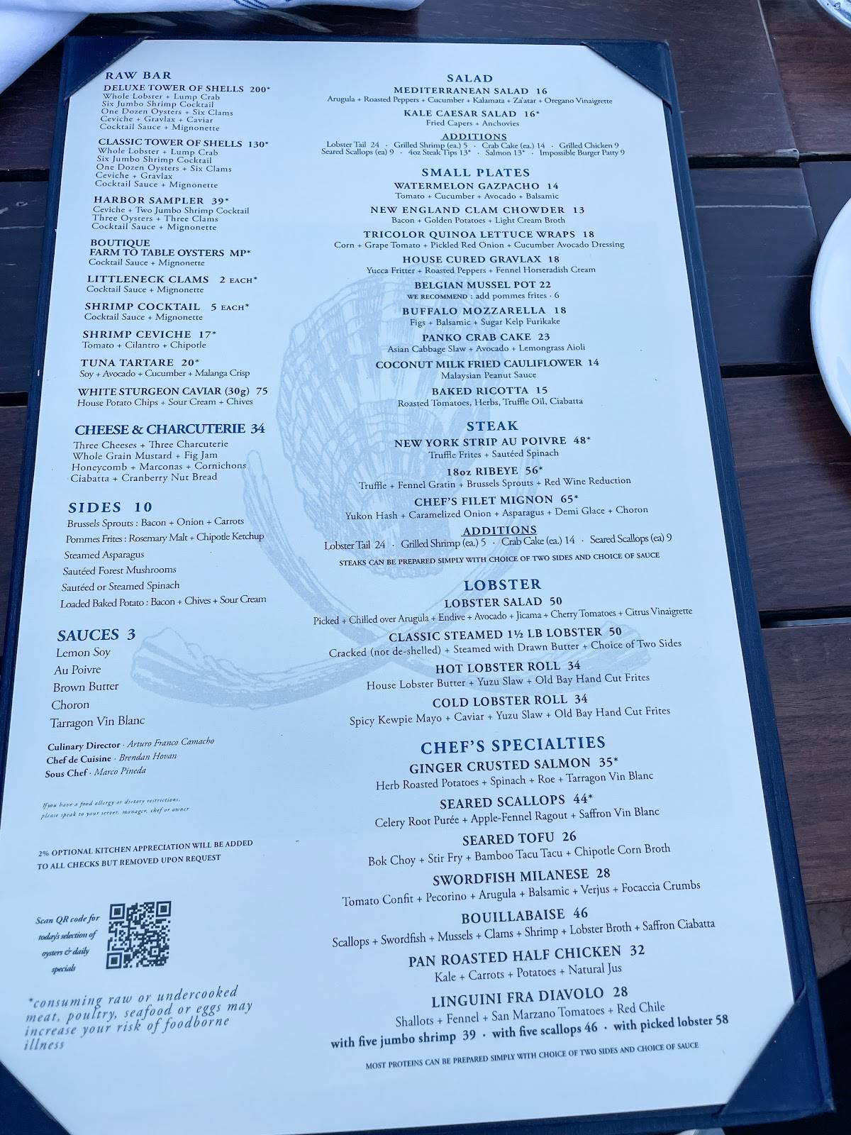 Menu at Shell & Bones Oyster Bar & Grill, New Haven
