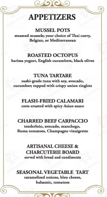 Menu at Shell & Bones Oyster Bar & Grill, New Haven