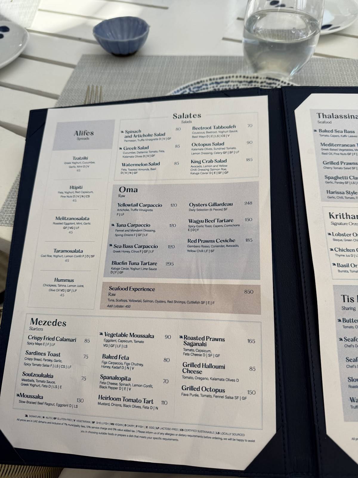 Menu at Shimmers restaurant, Dubai, Jumeirah Mina Al Salam - 3 Jumeirah St