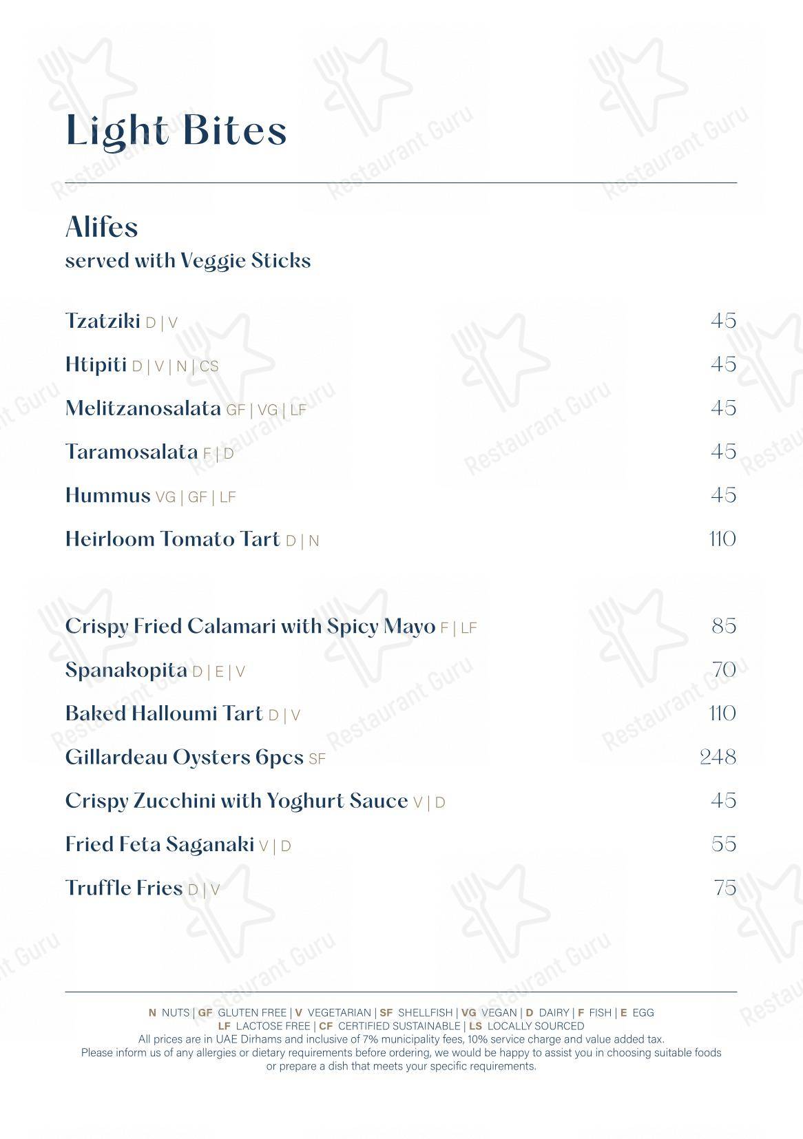 Menu at Shimmers restaurant, Dubai, Jumeirah Mina Al Salam - 3 Jumeirah St