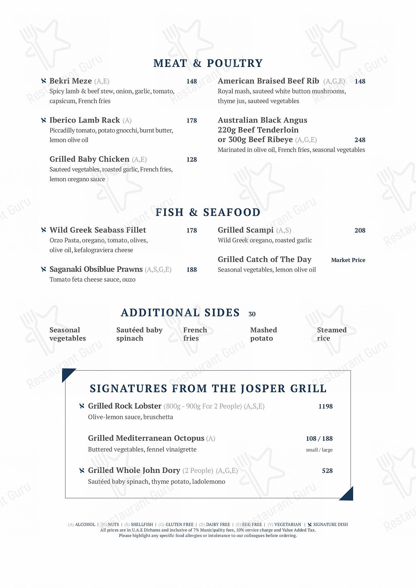 Menu at Shimmers restaurant, Dubai, Jumeirah Mina Al Salam - 3 Jumeira St