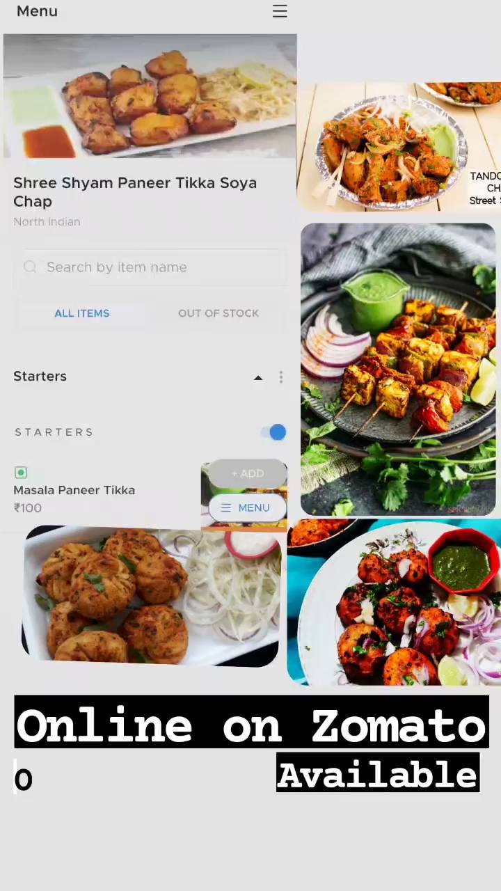 Menu at Shree Shyam Paneer Tikka soya Chaap, Jaipur