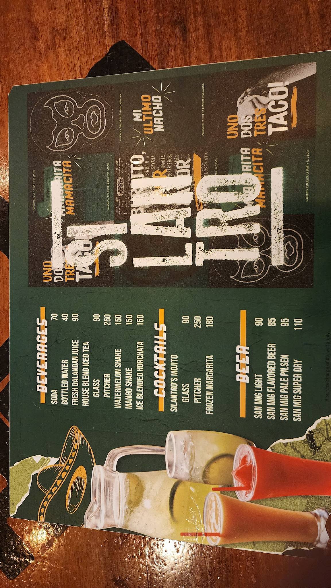 Menu at Silantro Fil-Mex Cantina - Baguio Branch restaurant, Baguio