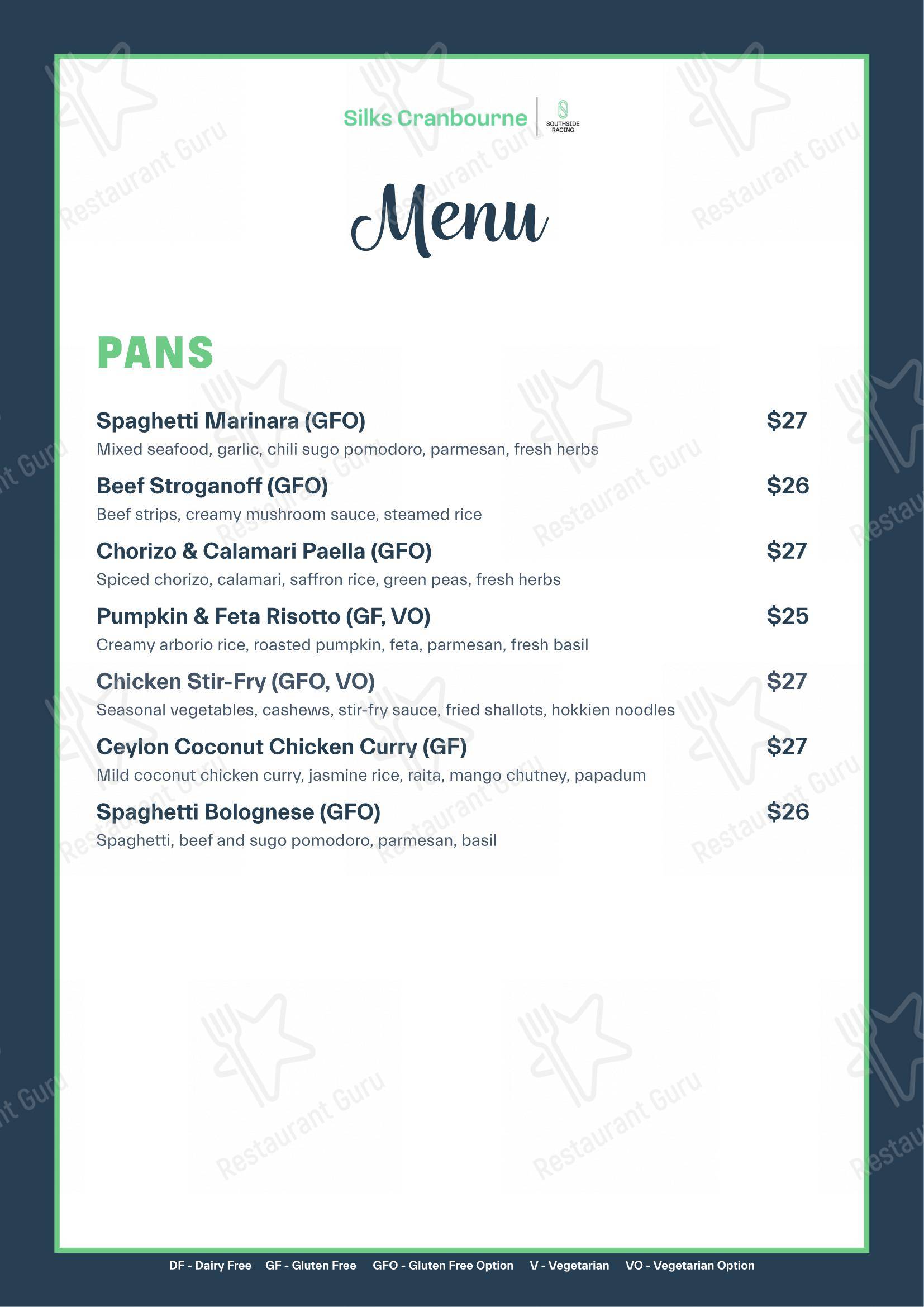 Menu at Silks Cranbourne pub & bar, Cranbourne
