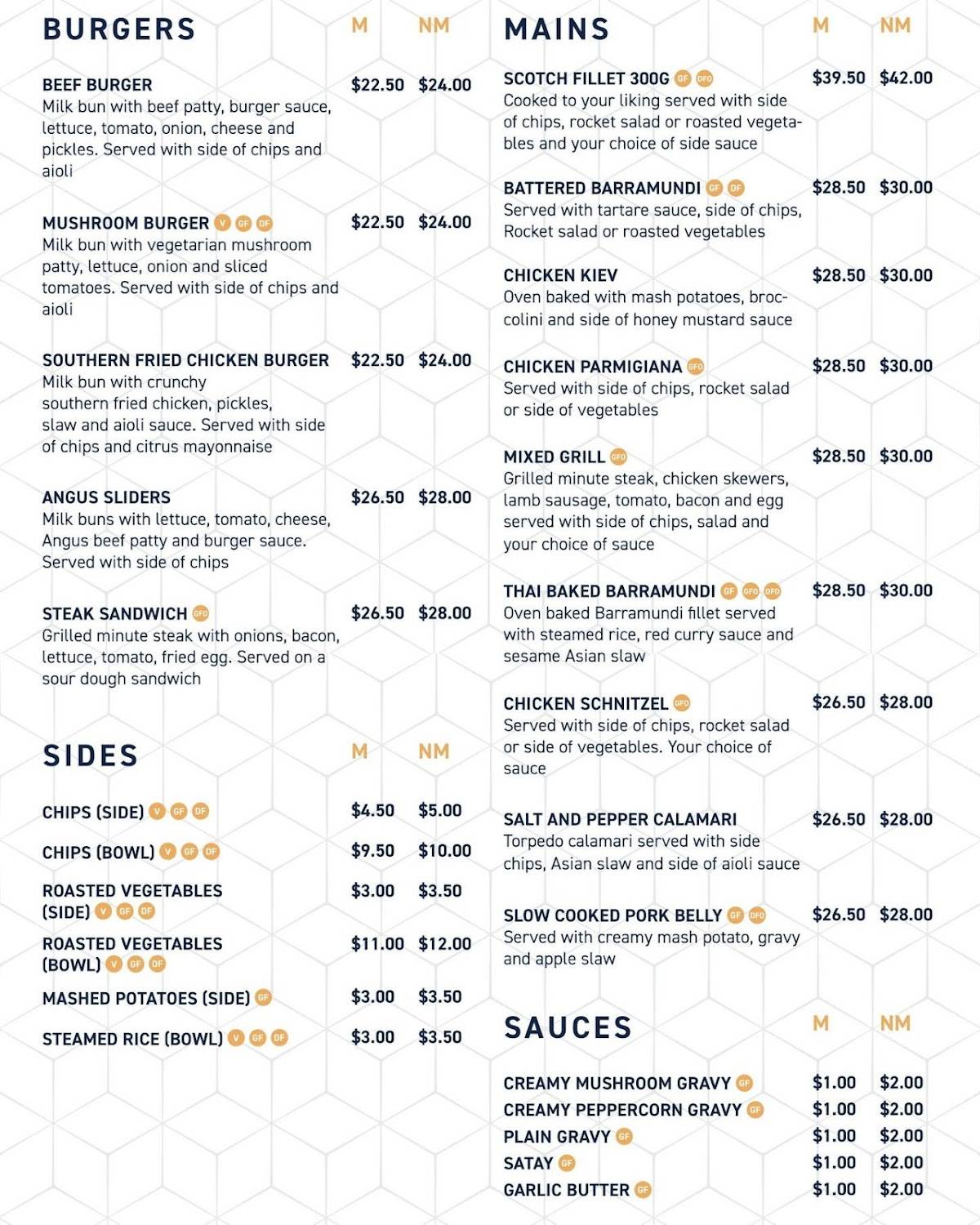 Menu at Silks Cranbourne restaurant, Cranbourne