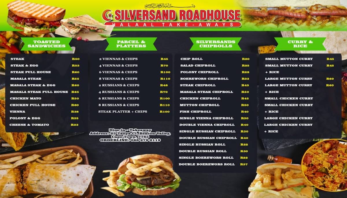 Menu at Silversands roadhouse (Morganstar) restaurant, Cape Town