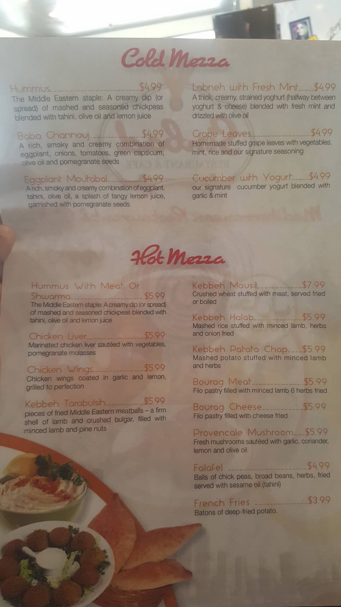 Menu at Sinbad Restaurant, Boca Raton