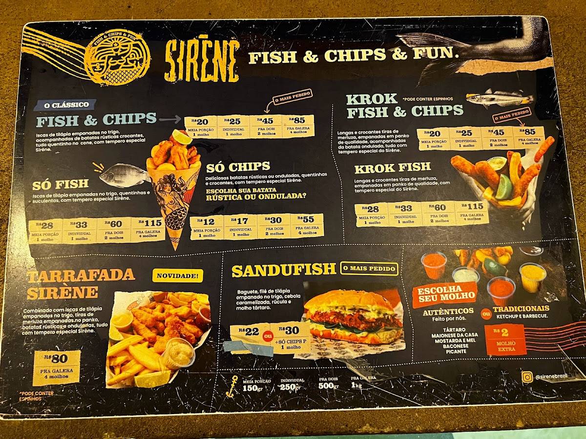 Carta de Sirène Fish & Chips - Setor Oeste - Bar, Goiânia