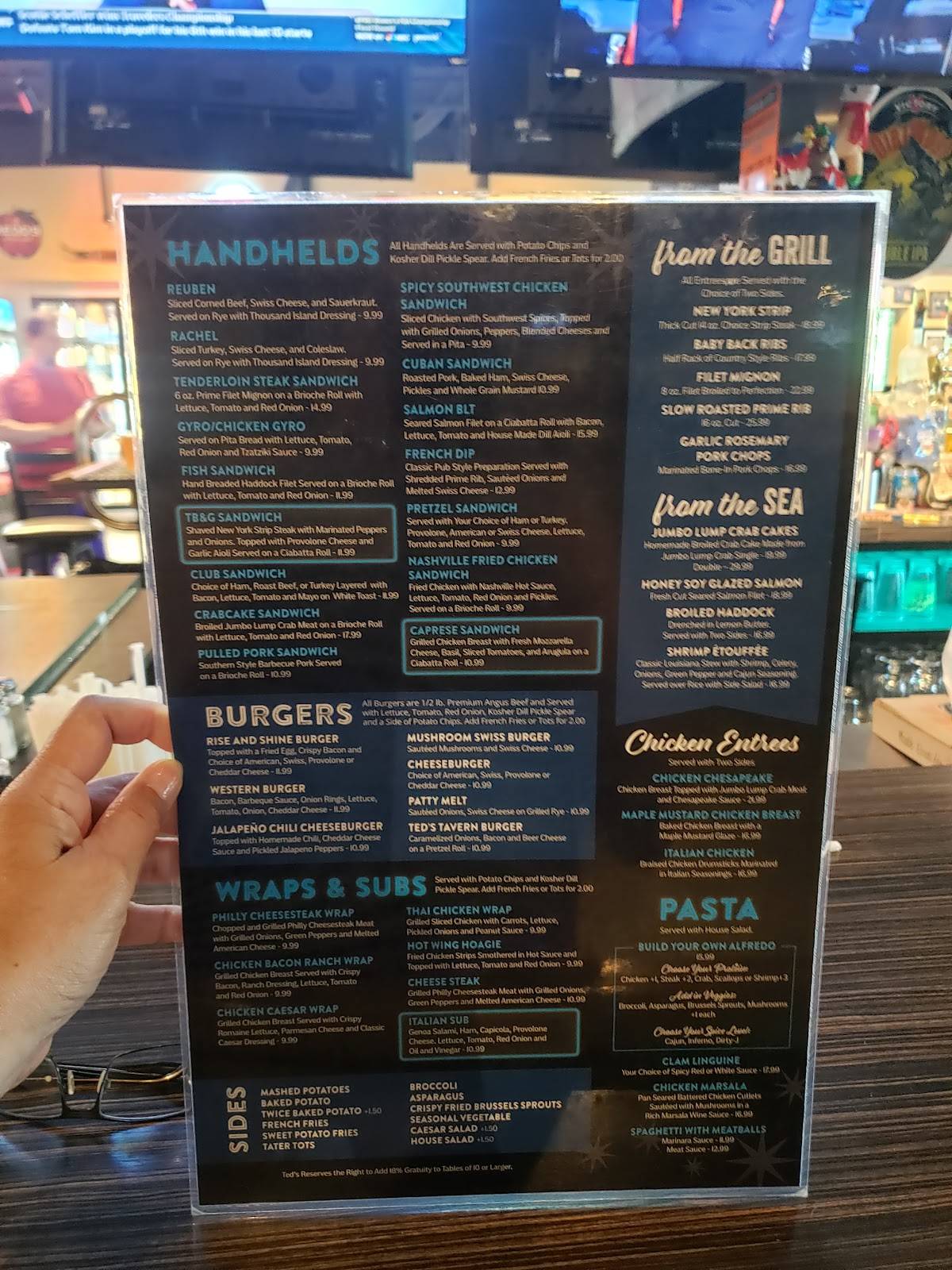 Menu at Ted's Bar & Grill 22, Skyline View
