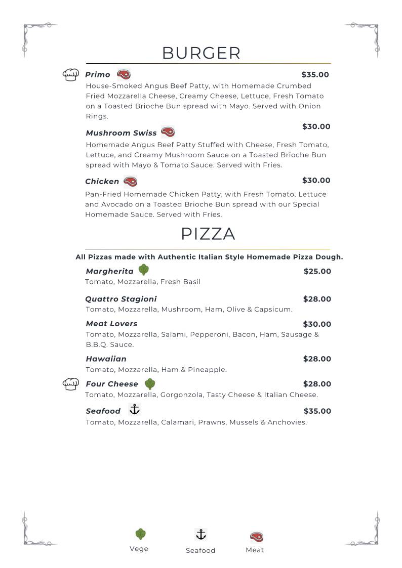 Menu at Slip Inn Marlborough restaurant, Havelock