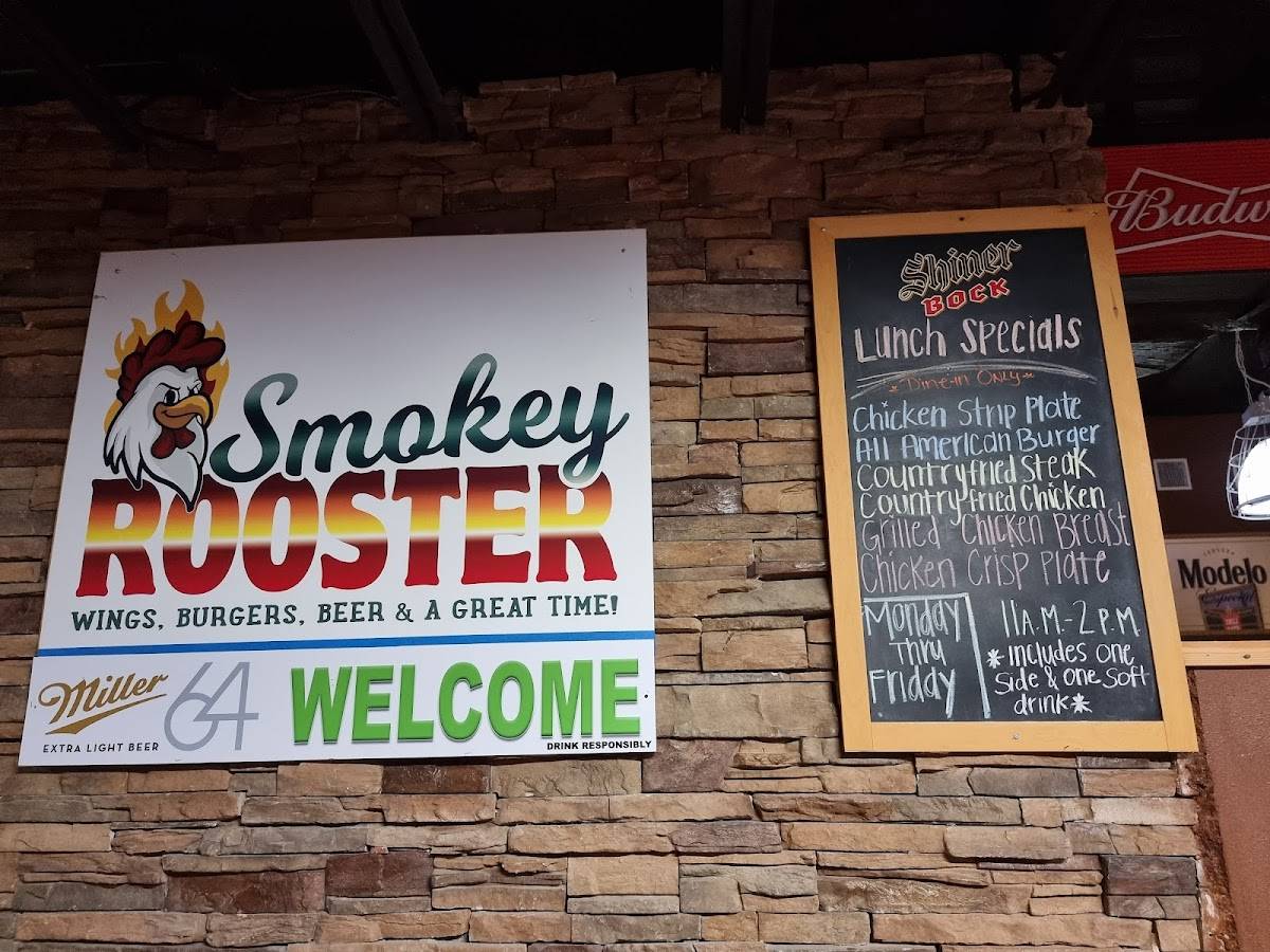 Menu at Smokey Rooster bar and grill, Corpus Christi