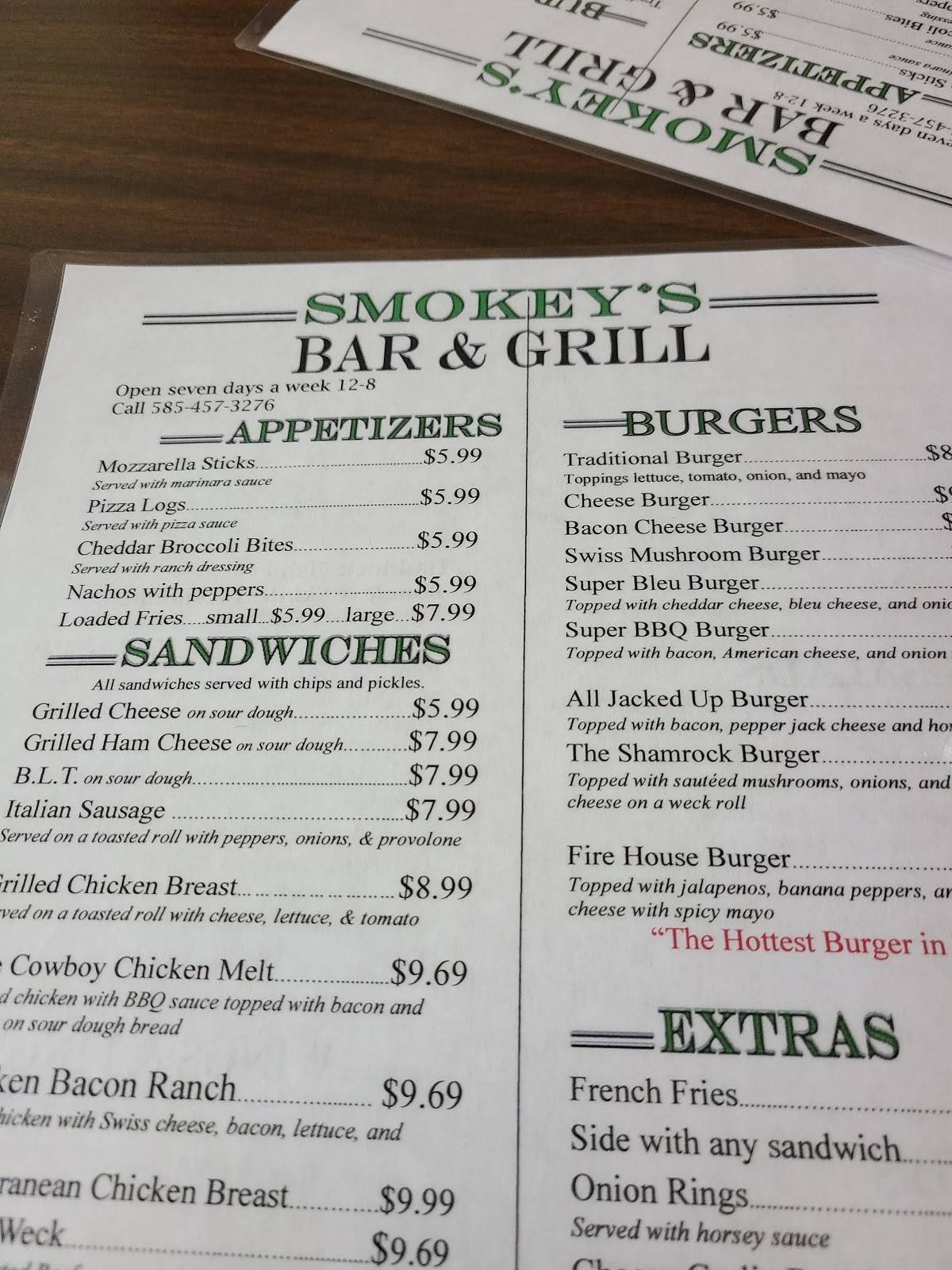 Menu at Smokey's Bar & Grill, Java Center, 1447 NY-78