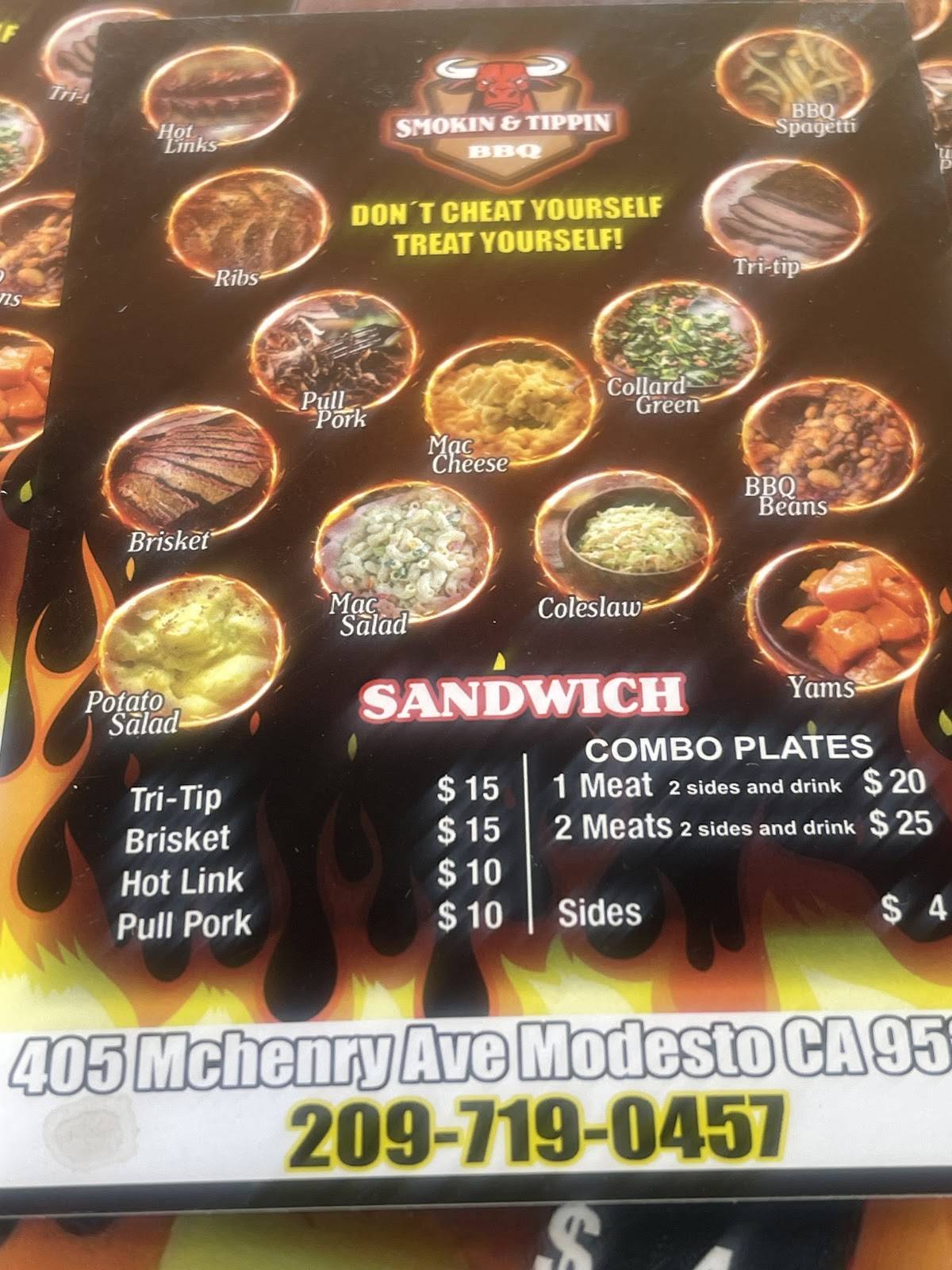 Menu at Smokin & Tipping BBQ, Modesto