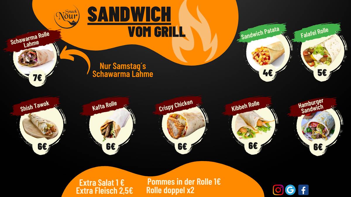 Speisekarte von Snack Nour Minden pub & Bar, Minden