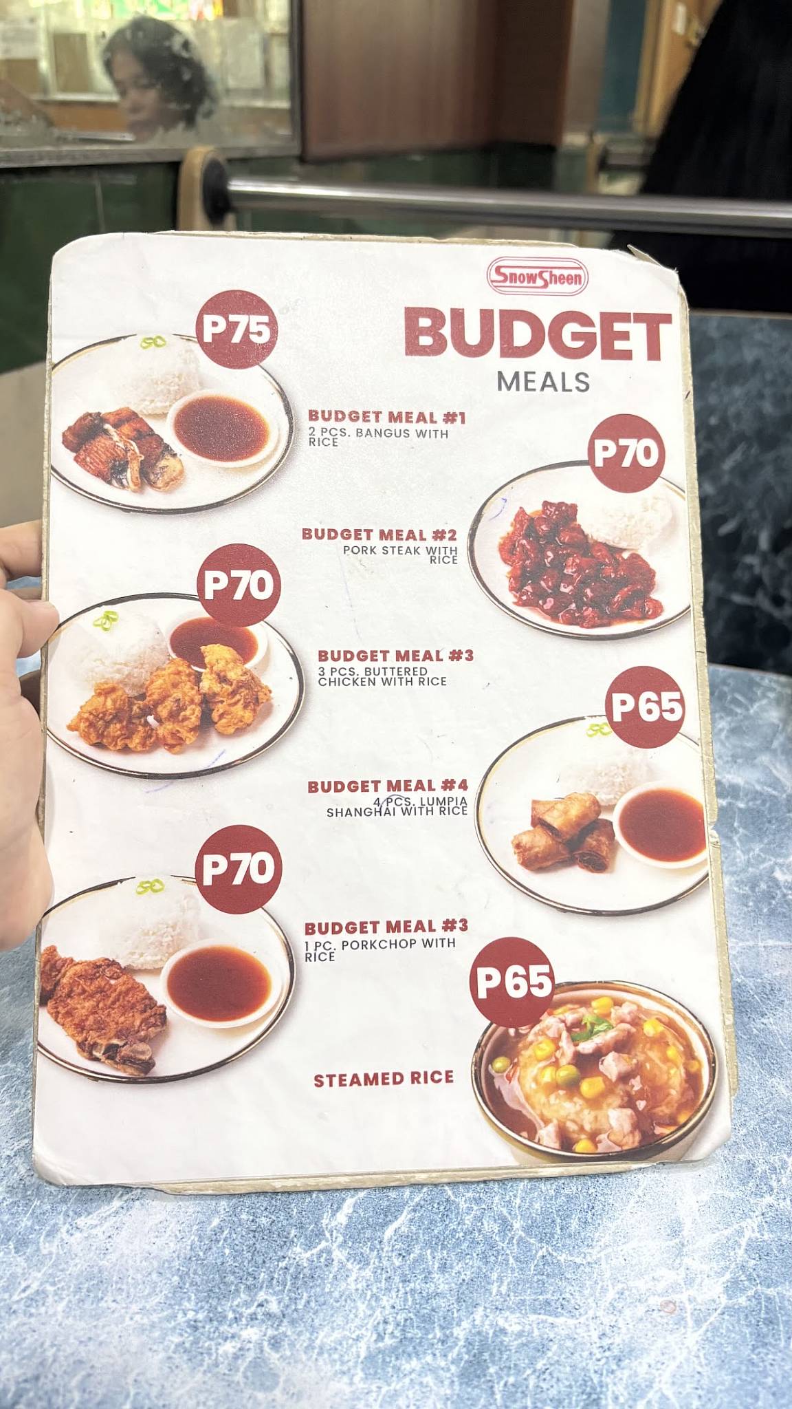 Menu at Snowsheen Restaurant, Cebu City