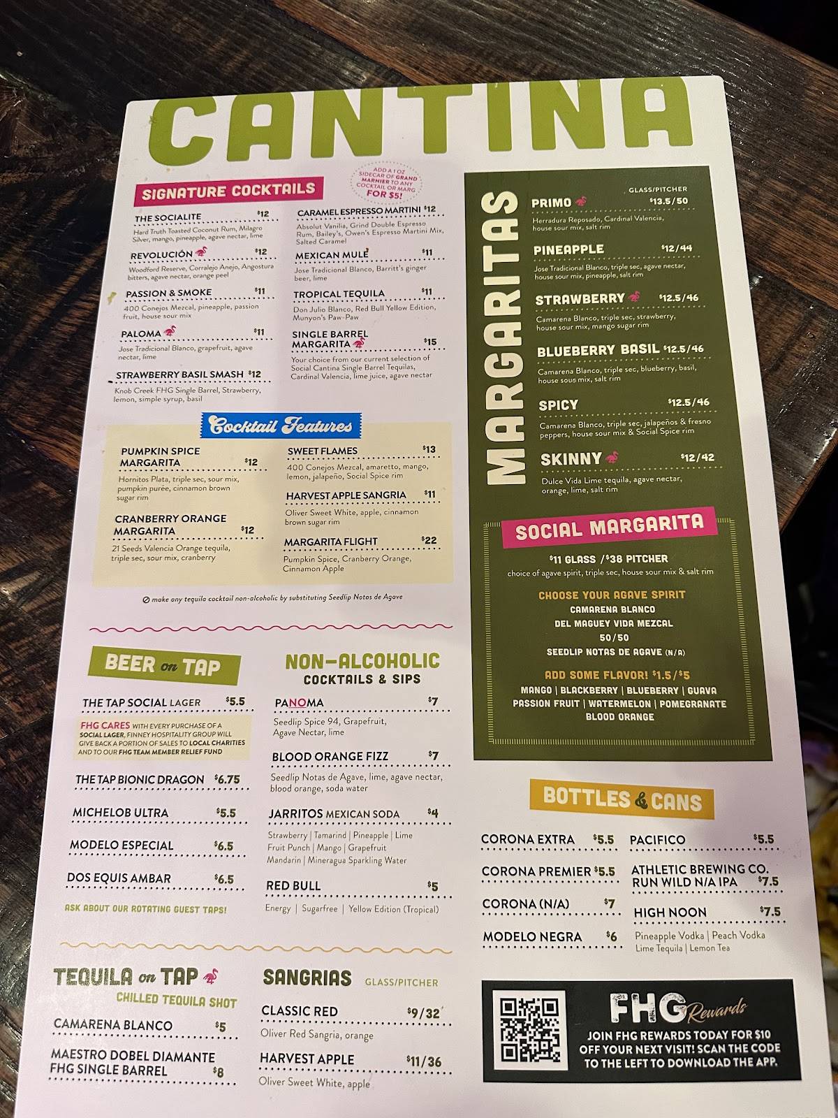 Menu at Social Cantina Carmel restaurant, Carmel
