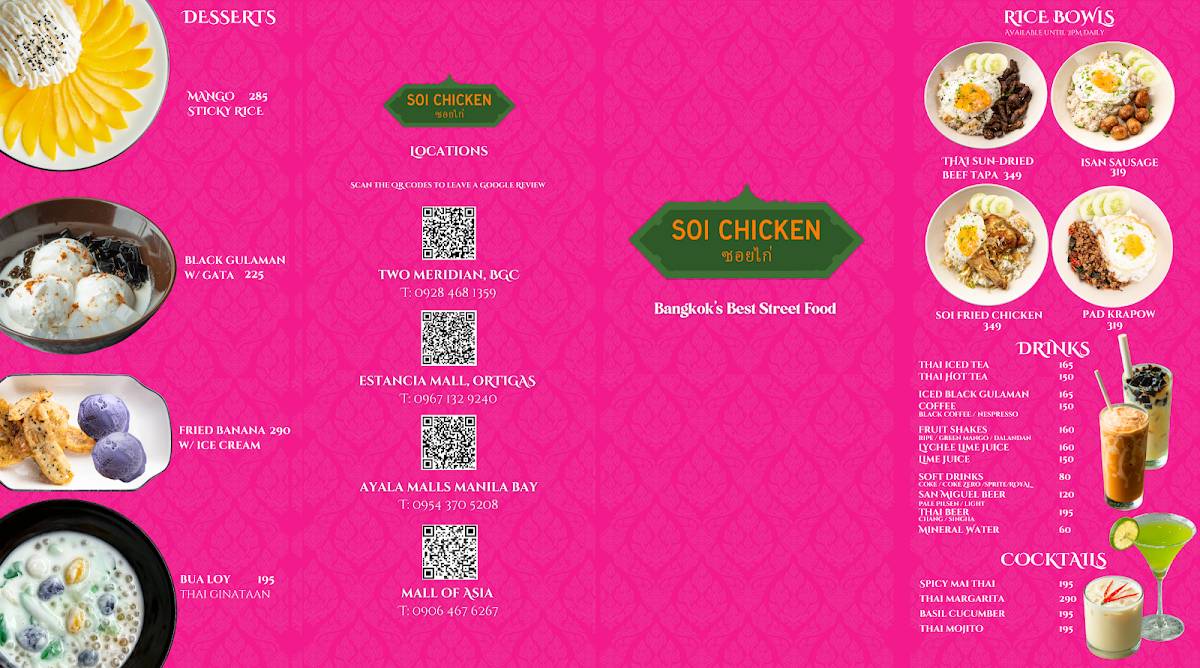 Menu at Soi Chicken - SM Mall of Asia restaurant, Pasay, SM Mall of Asia