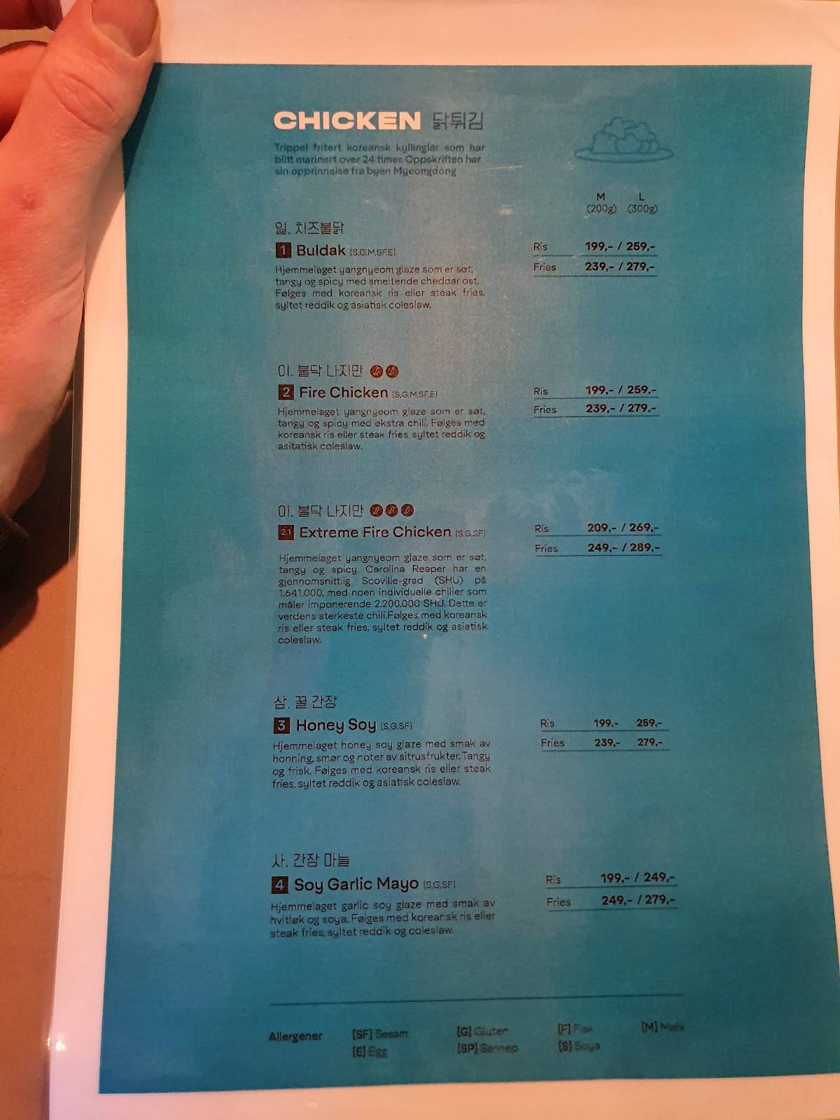 Carta de Soju - Korean Fried Chicken & BBQ, Larvik