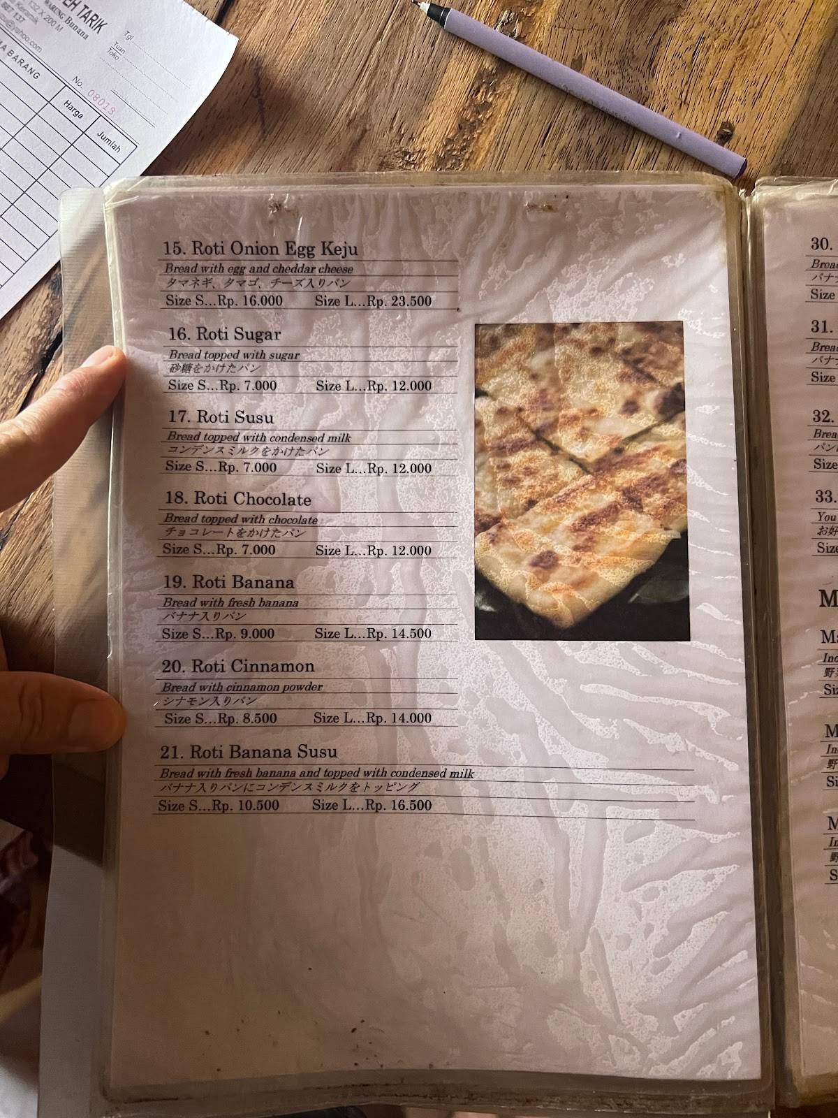 Menu at Roti Canai & Teh Tarik Warung Bunana cafe, Kuta Selatan, Jl ...