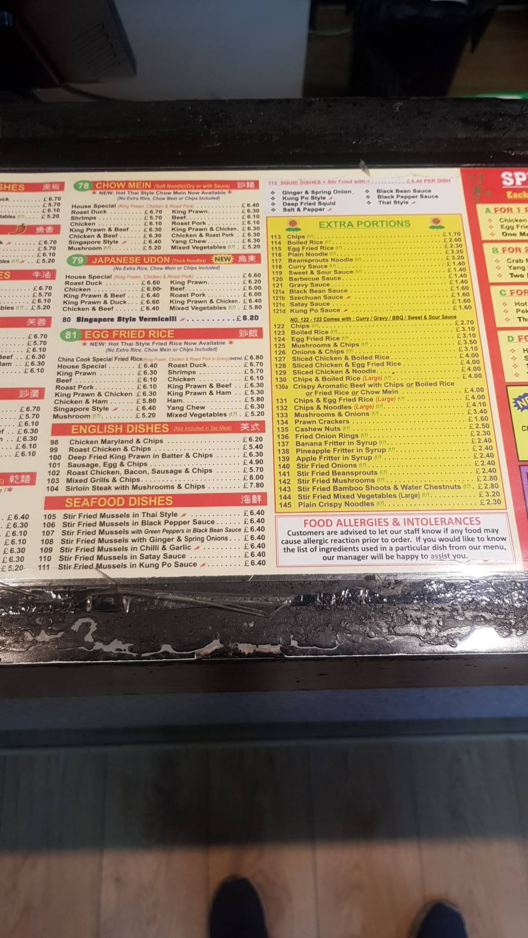 Menu at China Cook fast food, South Shields, 67A Canterbury St