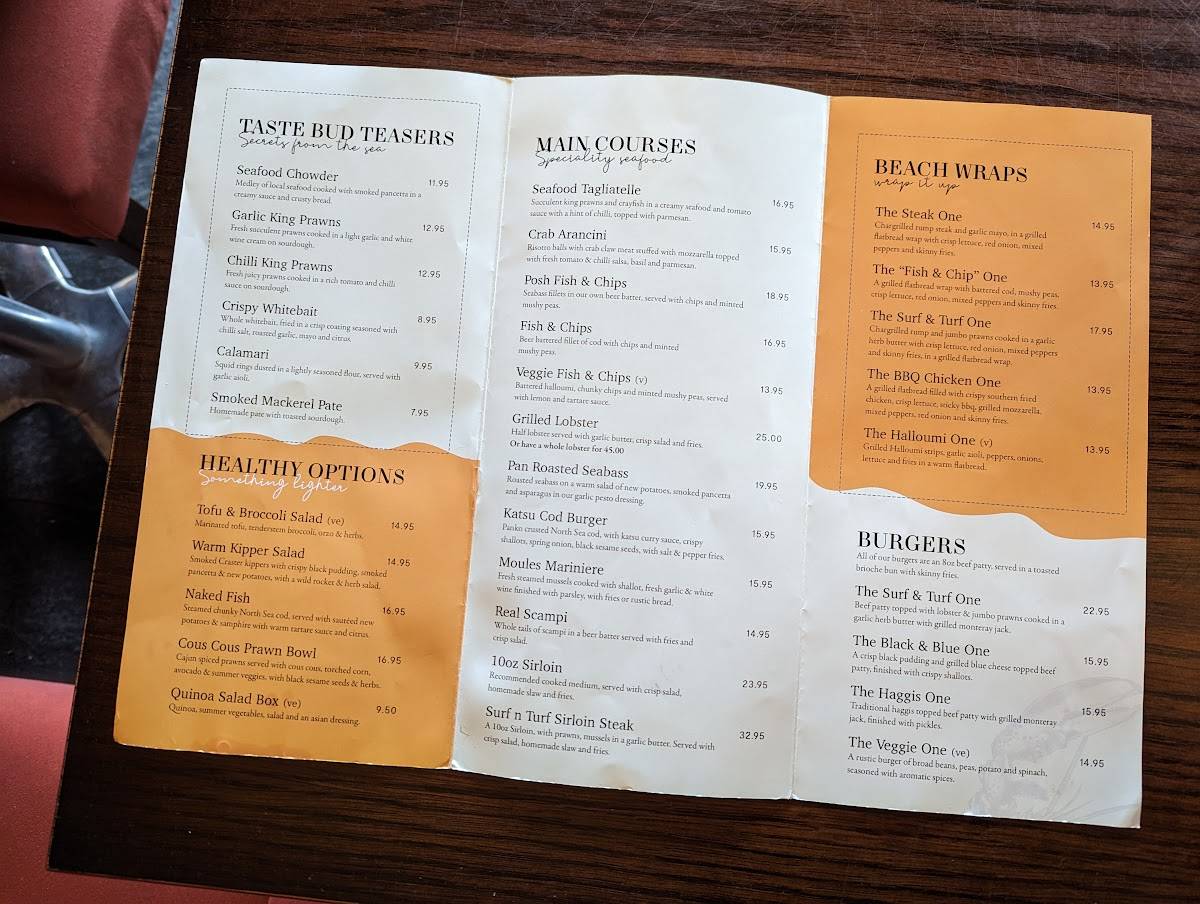 Menu at Marsden Grotto pub & bar, South Shields