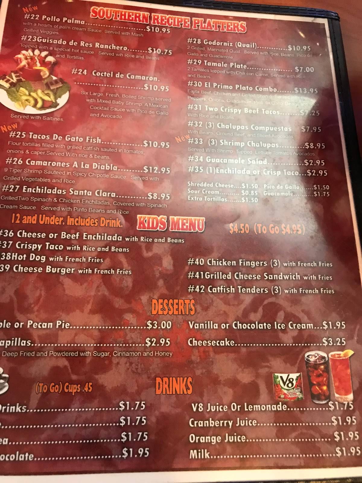 Menu at Southern Recipe restaurant, Irving, W Walnut Hill Ln