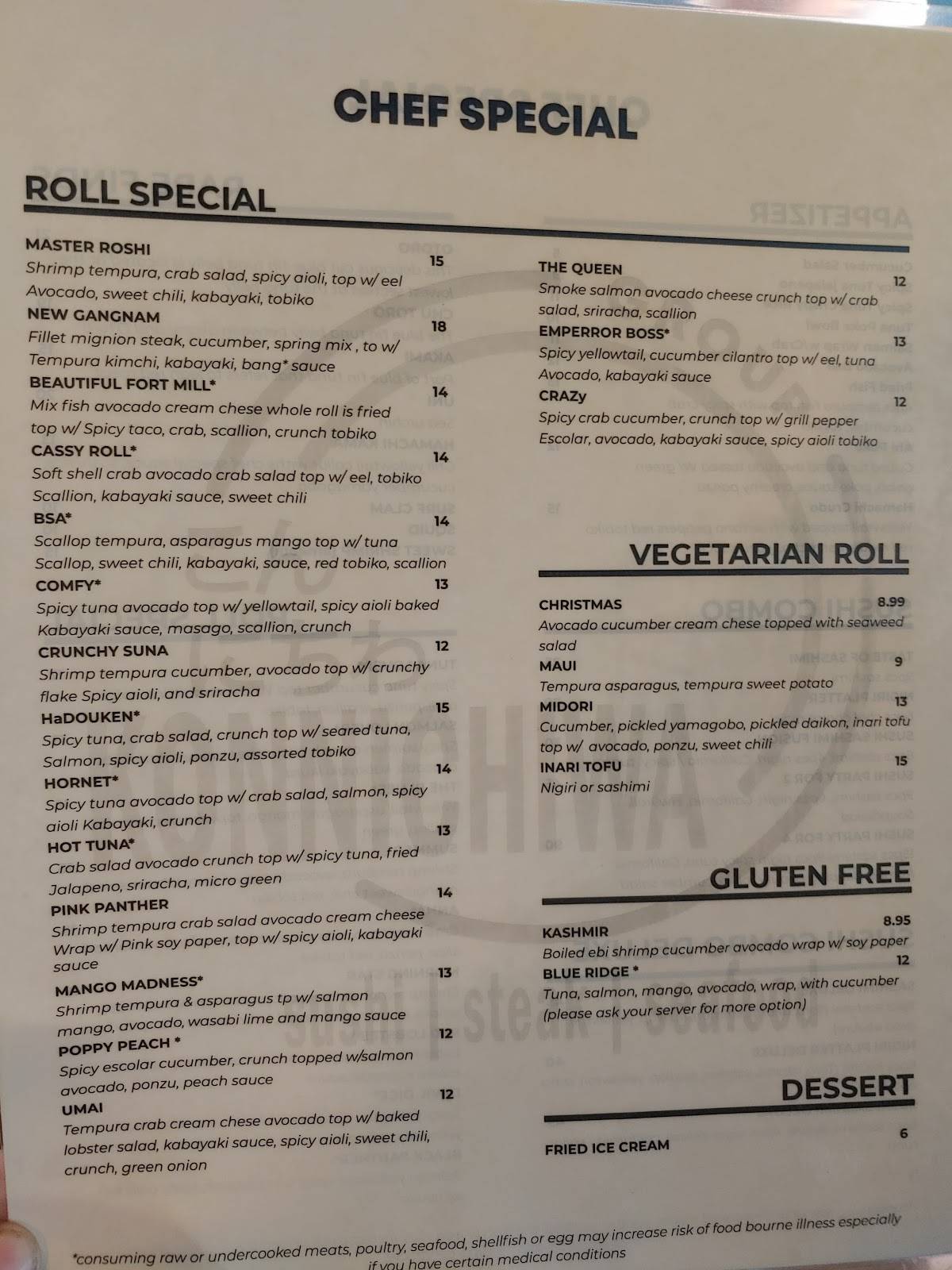 Menu at Konnichiwa of Spartanburg restaurant, Spartanburg