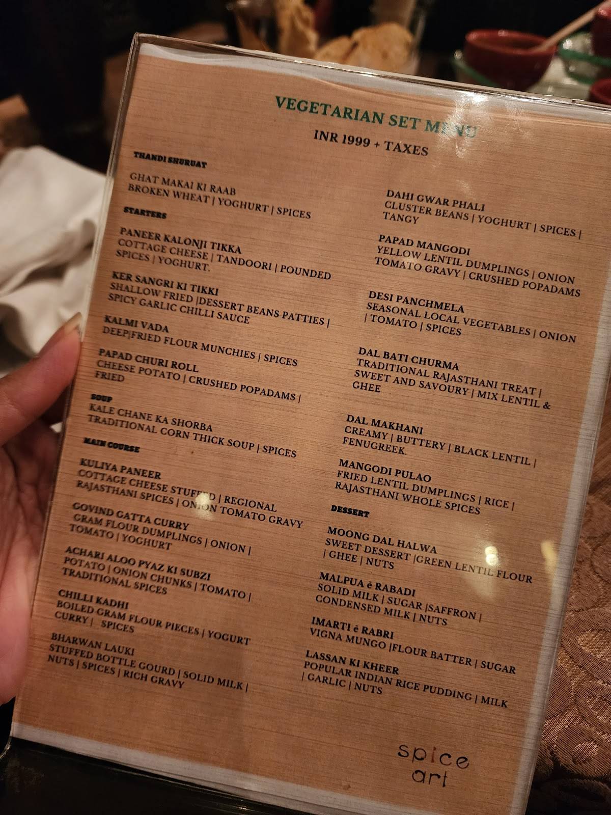 Menu at Spice Art, Delhi, Crowne Plaza