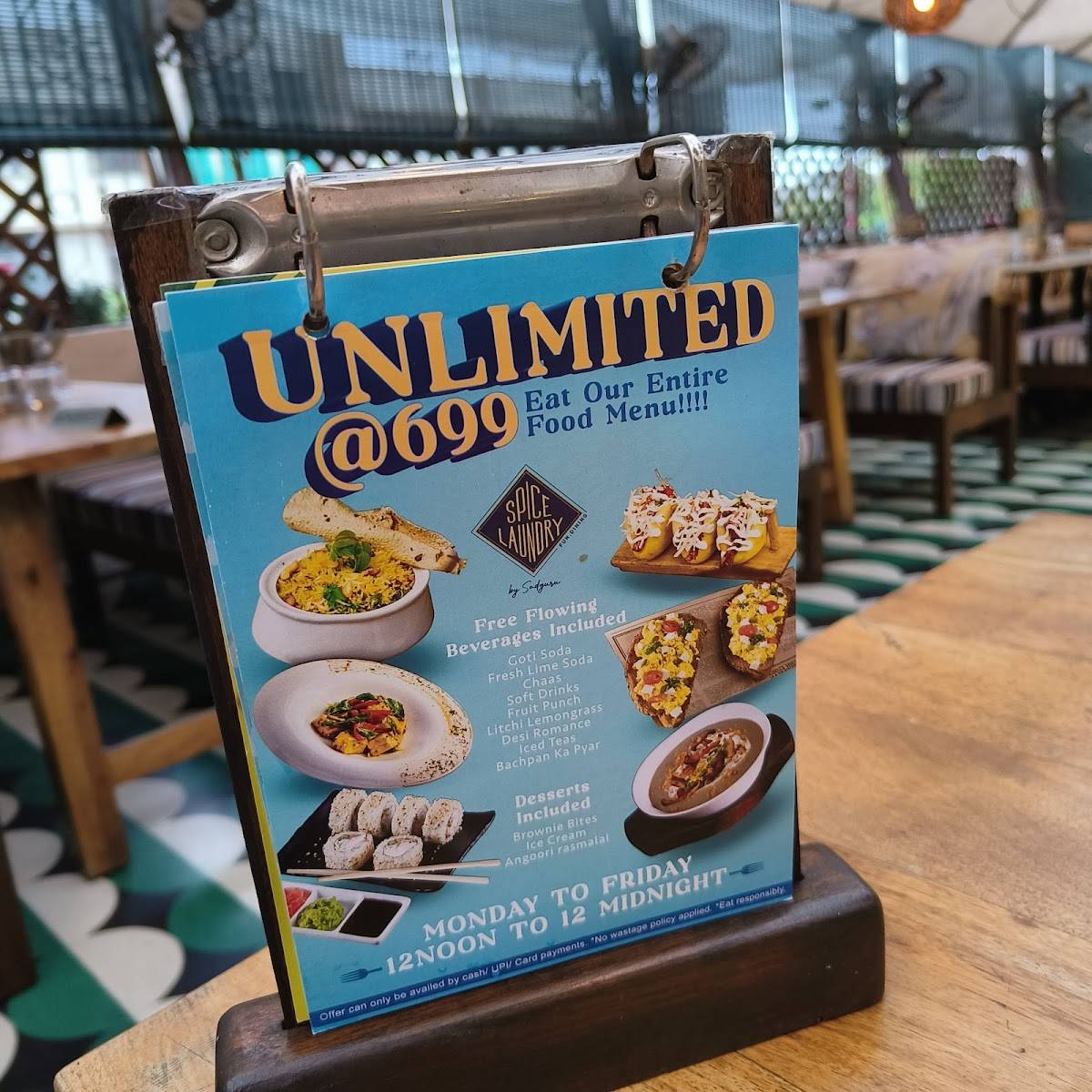 Menu at Spice Laundry, Mumbai, 2nd floor