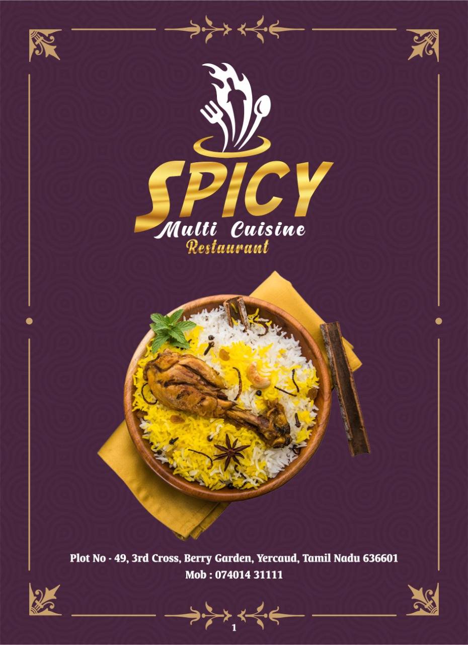 Menu at Spicy Restaurrant Yercaud, Yercaud