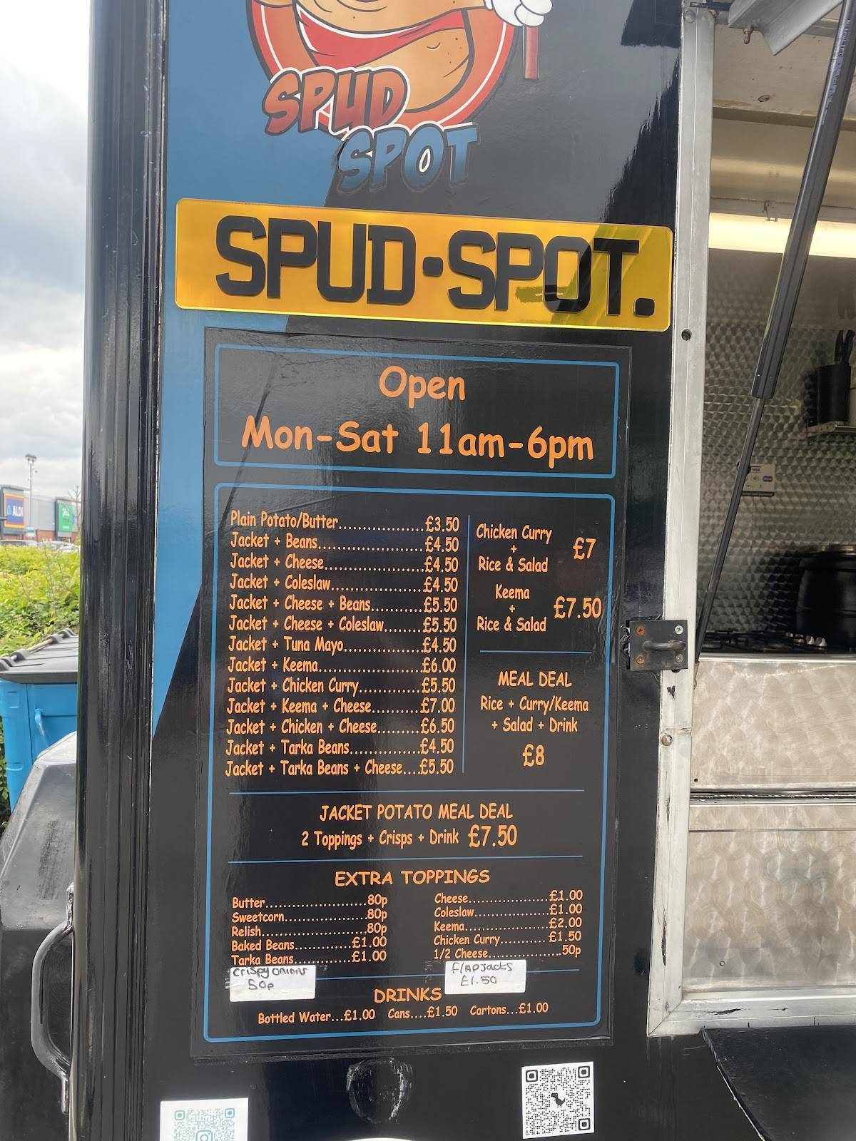 Menu at Spud spot, Coventry
